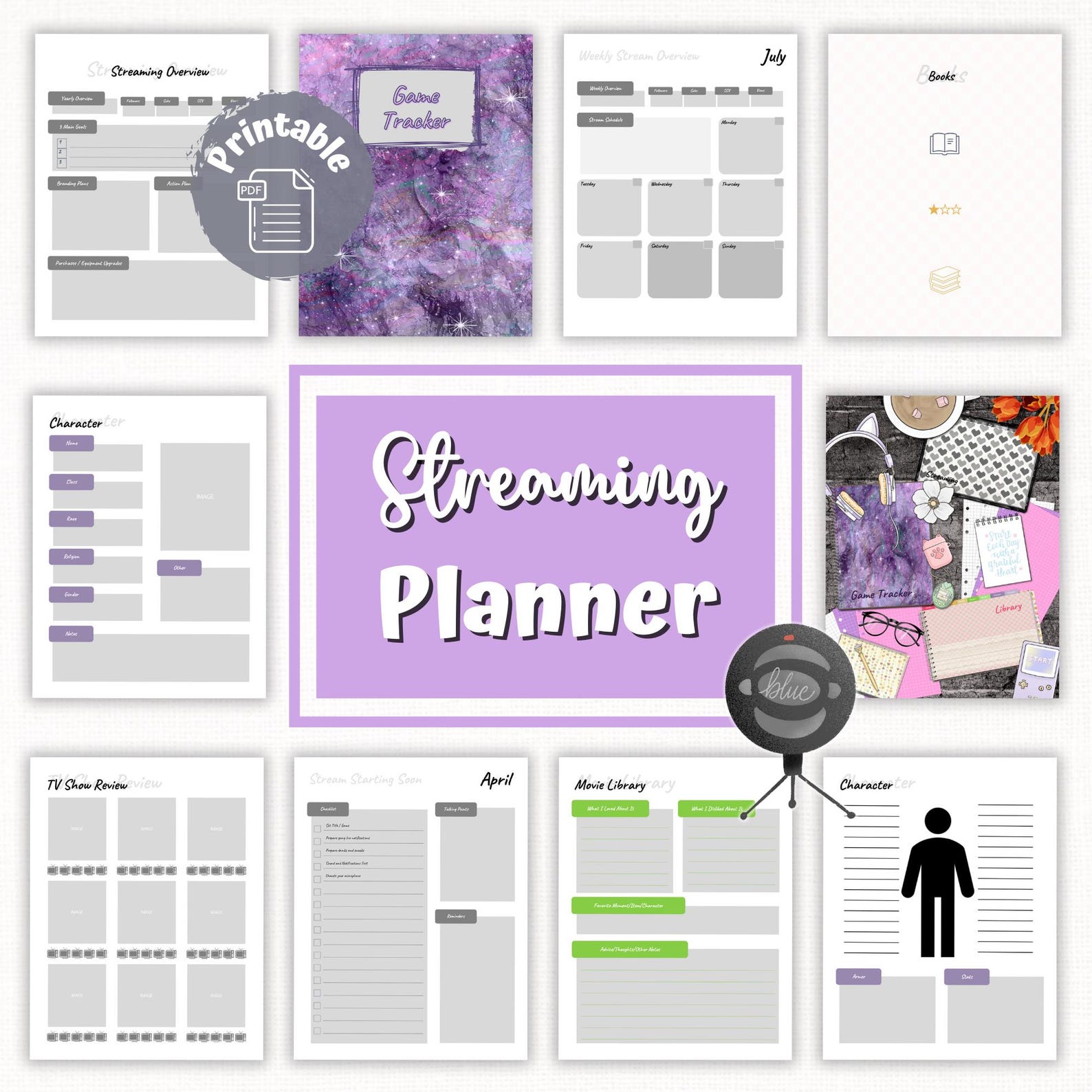 PRINTABLE Streamer and Gamer Planner | Perpetual Gaming Planner | Game ...