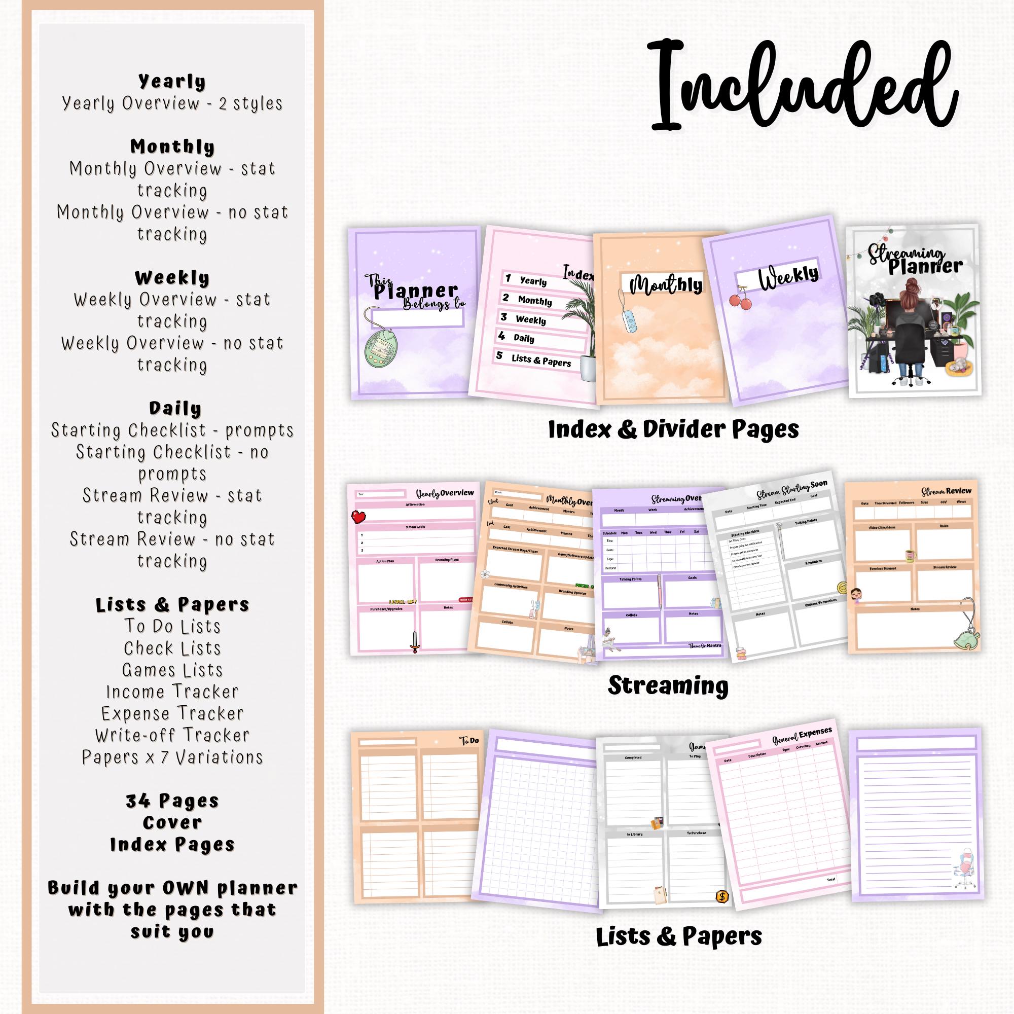Full Streaming Planner Printable | Gaming and Streamer Toolkit | Track ...