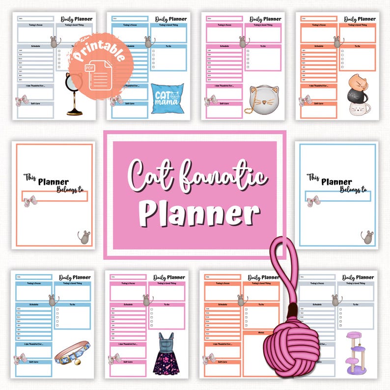 Cat-themed Printable Planner | 33 Pages for Daily Planning ...
