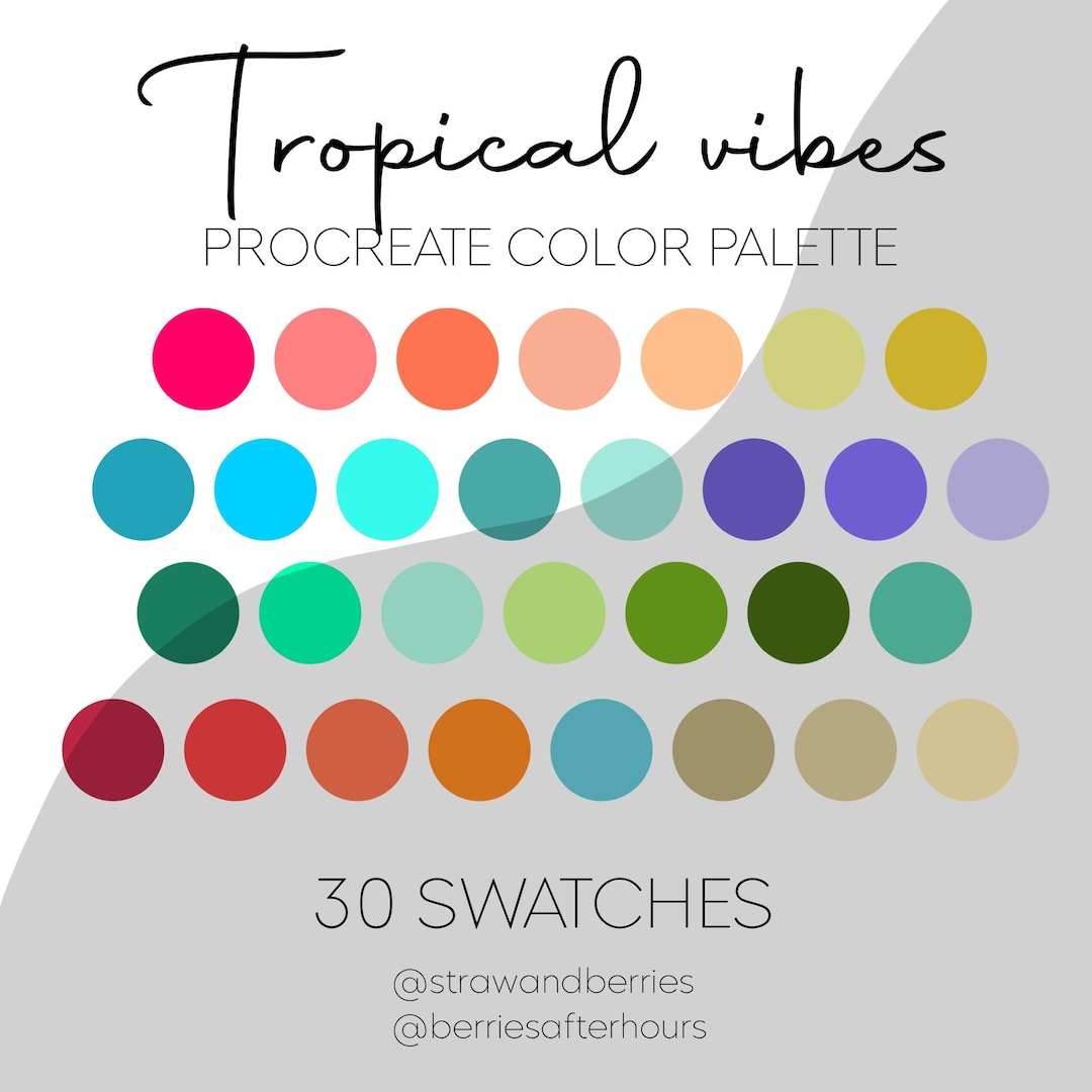 Tropical Palette Procreate Color Palette Procreate Palette Etsy