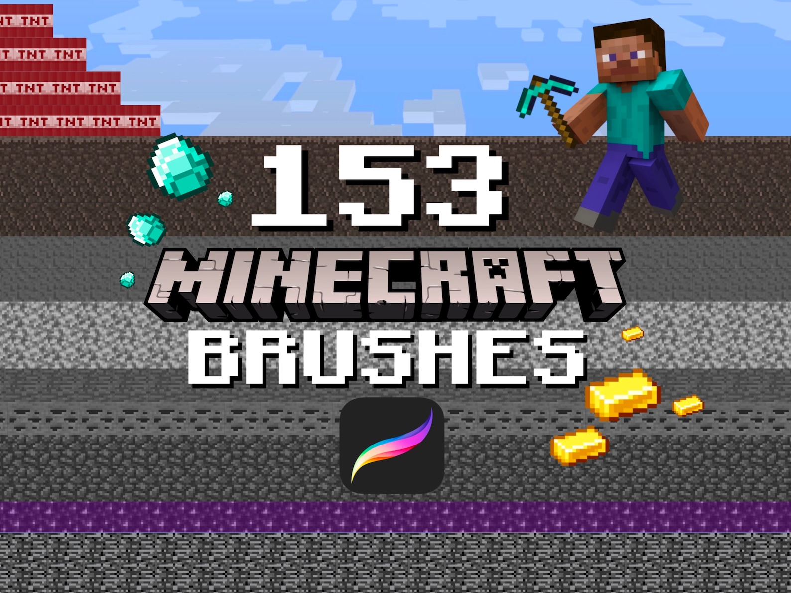 Minecraft Brush Set Minecraft Brushes Procreate Brushes - Etsy