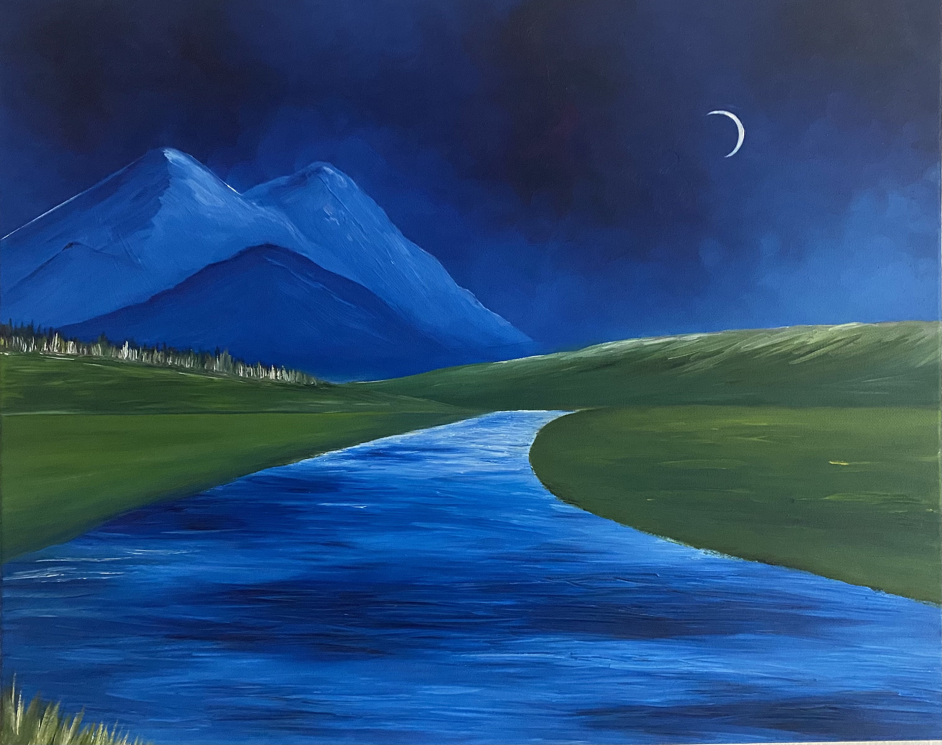 River at Night - Etsy