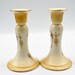 Antique Pair Crown Devon England Blush Ware Peach Floral 6.5" Candle ...
