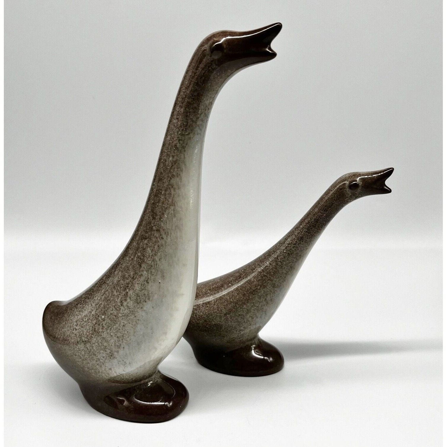 Mid Century Modern Howard Pierce Porcelain Speckled Glaze Two Geese ...