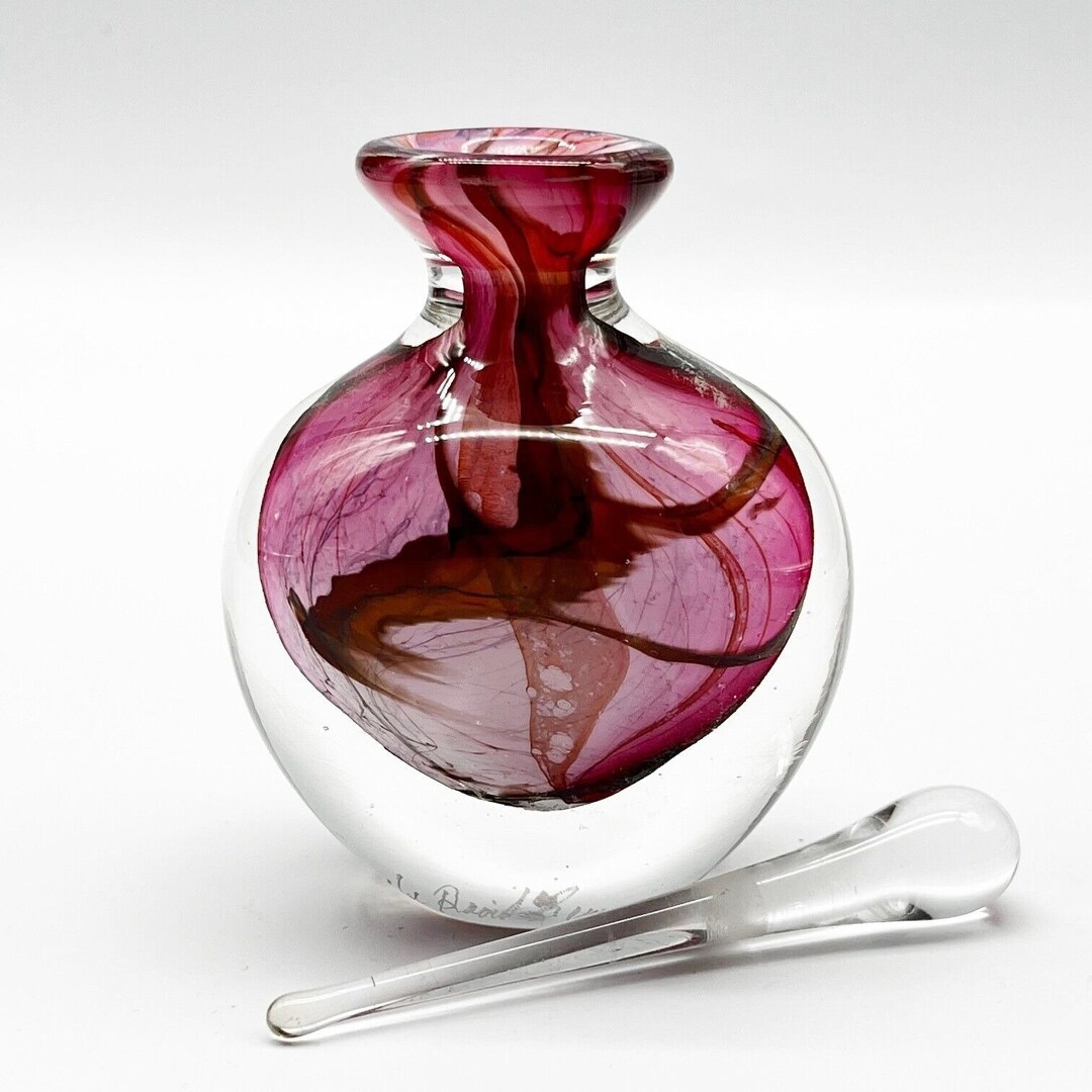 Stunning Signed Hal David Berger Art Glass Fuchsia Gold - Etsy