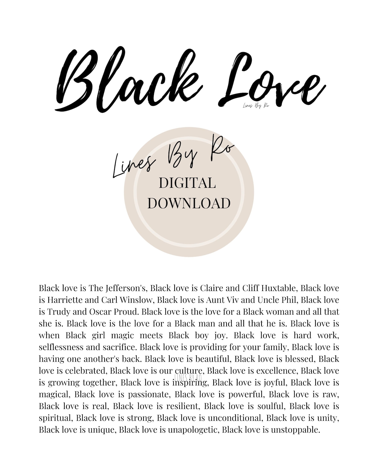 Black Love Black Love Poem Poetry Inspirational | Etsy