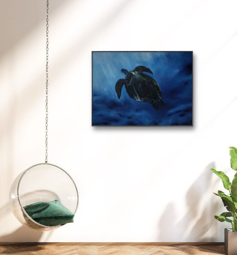 Hand Painted Sea Turtle Oil Painting on Canvas Marine Turtle - Etsy