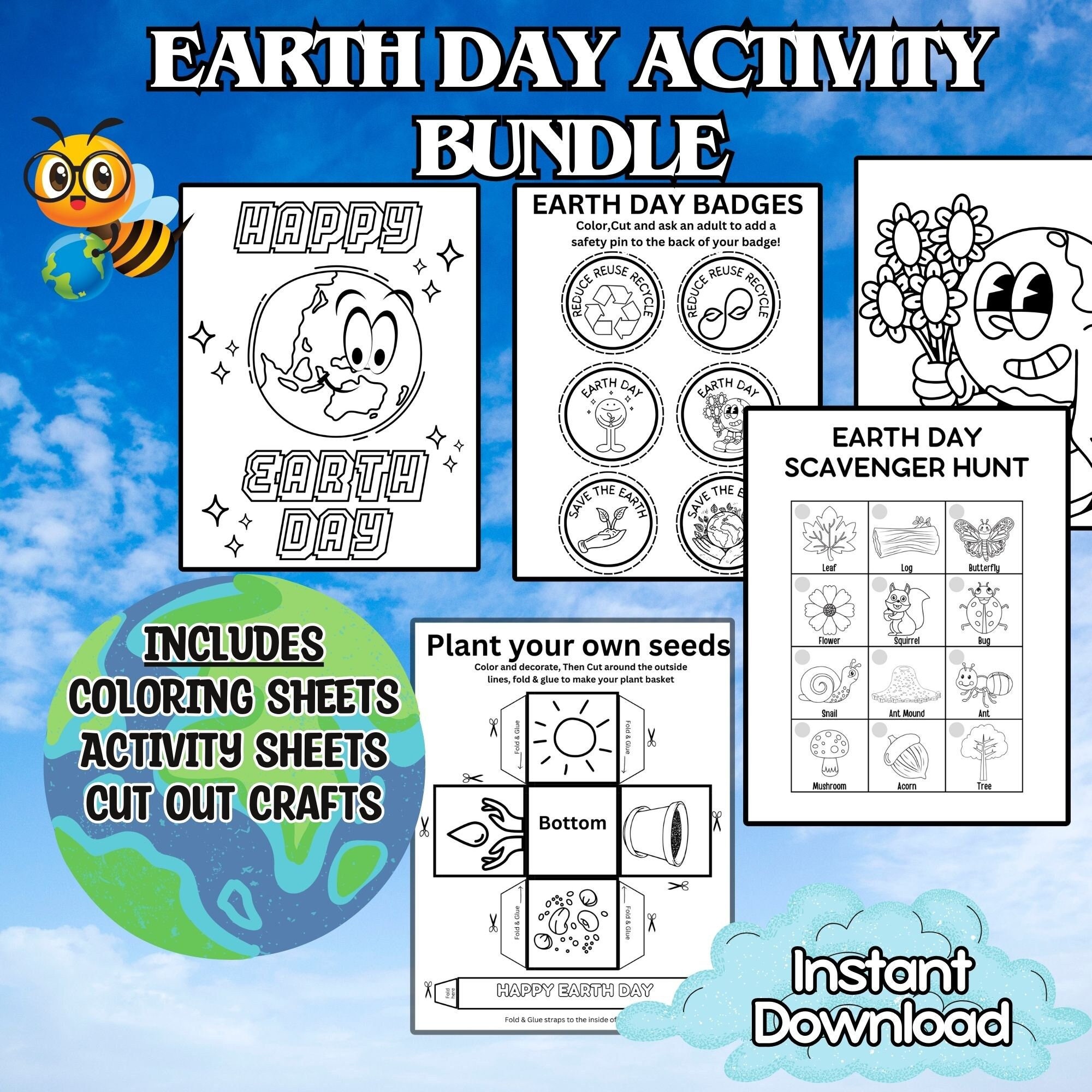 Earth Day Activity Bundle, Earth Day Activity Pages, Earth Day Coloring ...