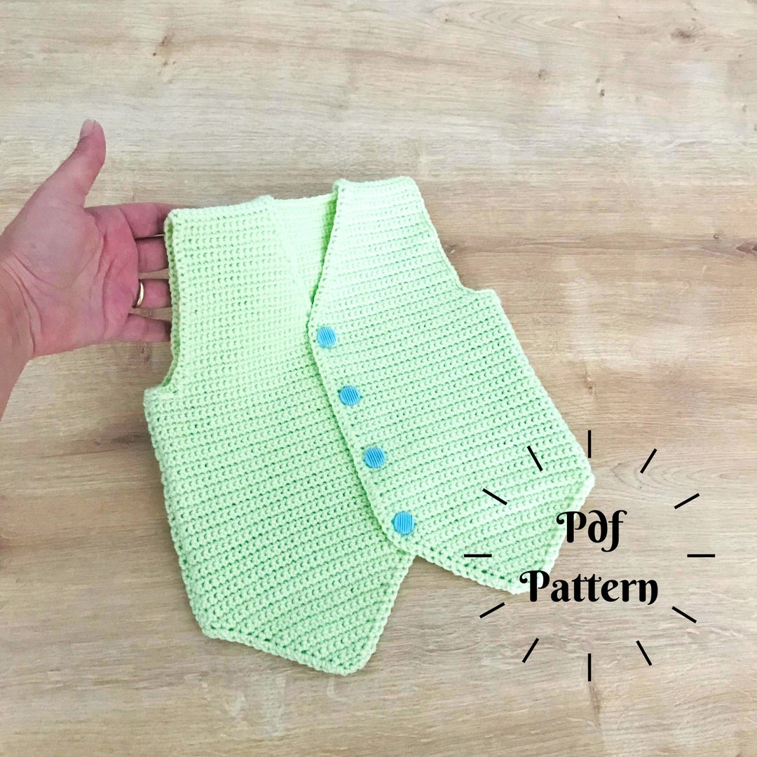 Crochet Baby Boy Vest Pattern, Baby Sweater for 1 and 2 Years Old ...