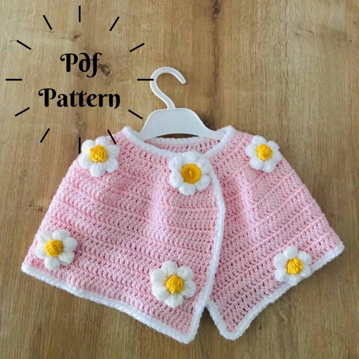 Crochet Baby Cape Pattern Baby Girl Cloak Crochet Daisy | Etsy