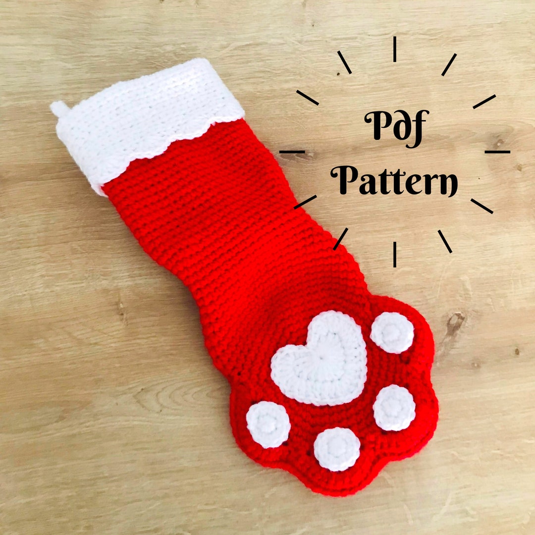 Crochet Paw Christmas Stocking Pattern, Pet Gift (PDF Pattern) - Etsy
