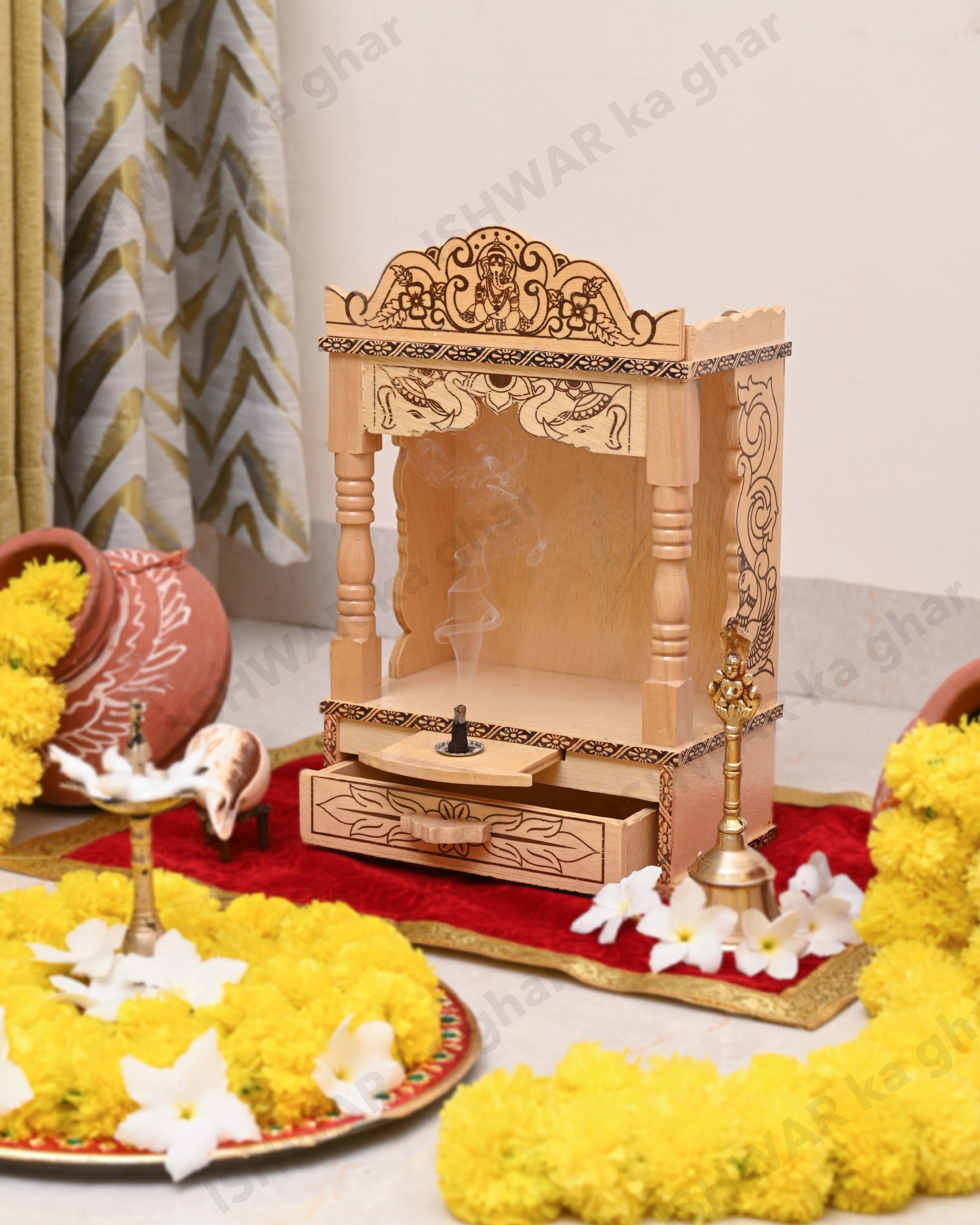 Hindu Mandir Temple Wooden Temple Mandir Handcrafted Handmade Mandir ...