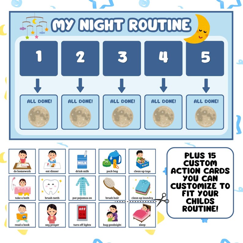 Morning & Night Visual Routine Charts | Neurodivergent-friendly ...