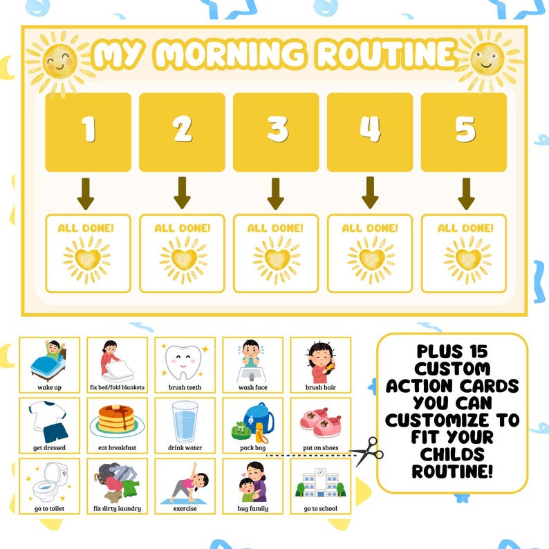 Morning & Night Visual Routine Charts | Neurodivergent-friendly ...