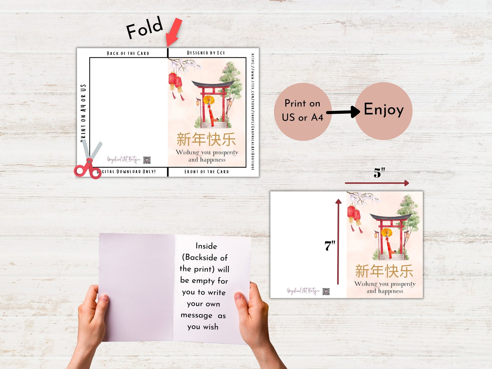 Chinese New Year Card Printable, Lunar New Year Card, Chinese Lunar New ...