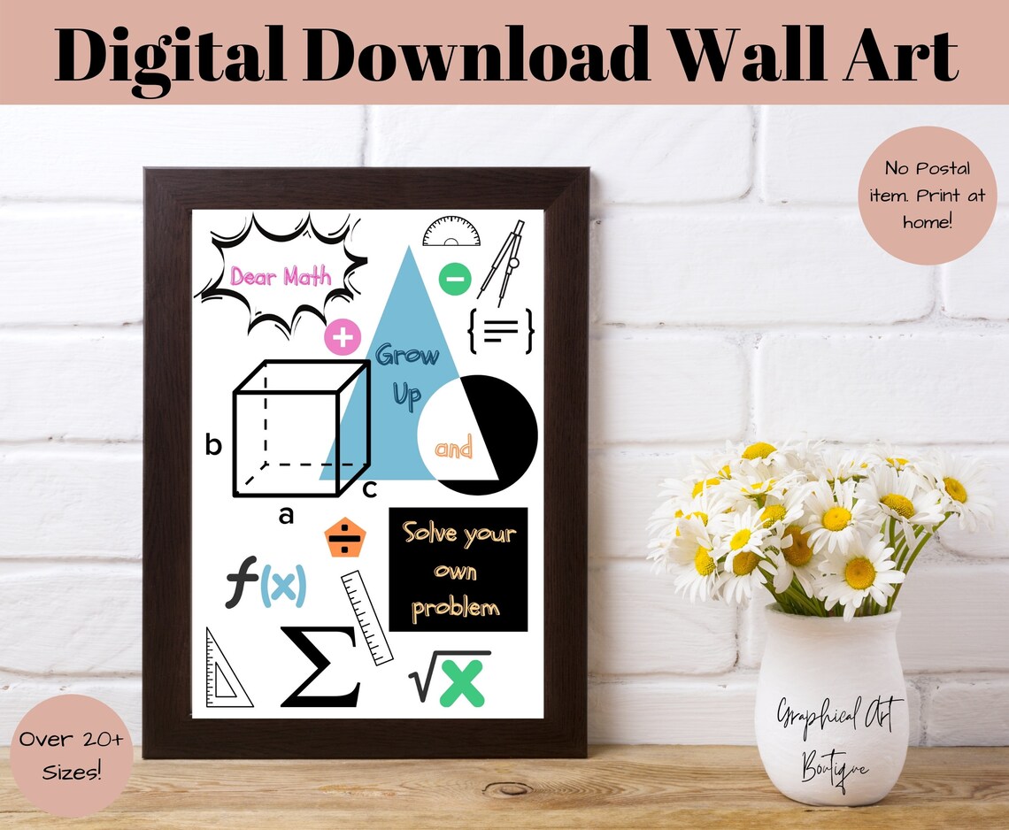 Funny Math Wall Art to Decorate Your Bedroom, Mathematical Quote, Math ...