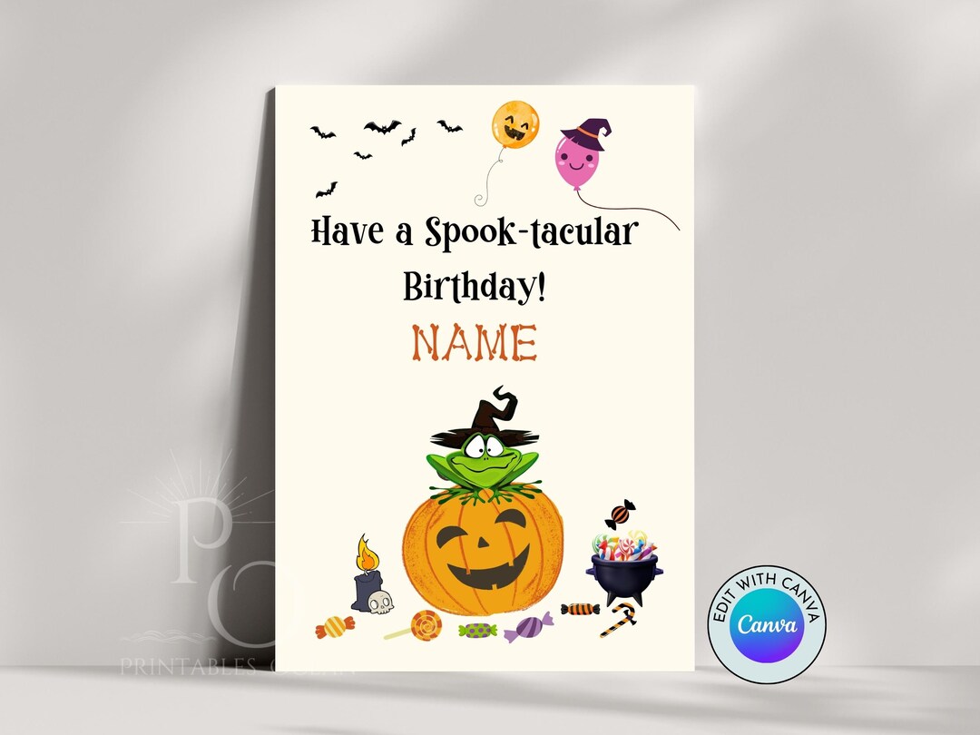 Funny Halloween Birthday Card Pintable 5x7 Inches PDF Instant Download ...