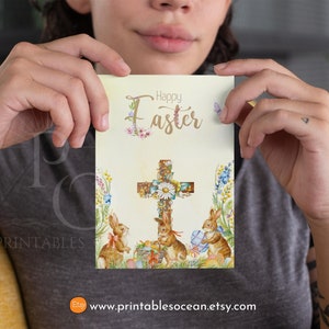 Easter Card Religious Catholic Christian Cross Printable Digital Card ...