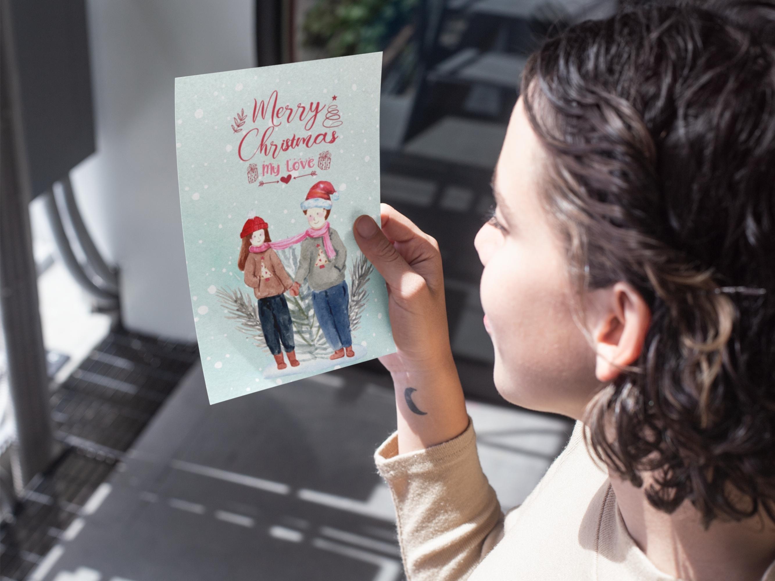 Printable Romantic Christmas Xmas Card for Couples, Girlfriends ...