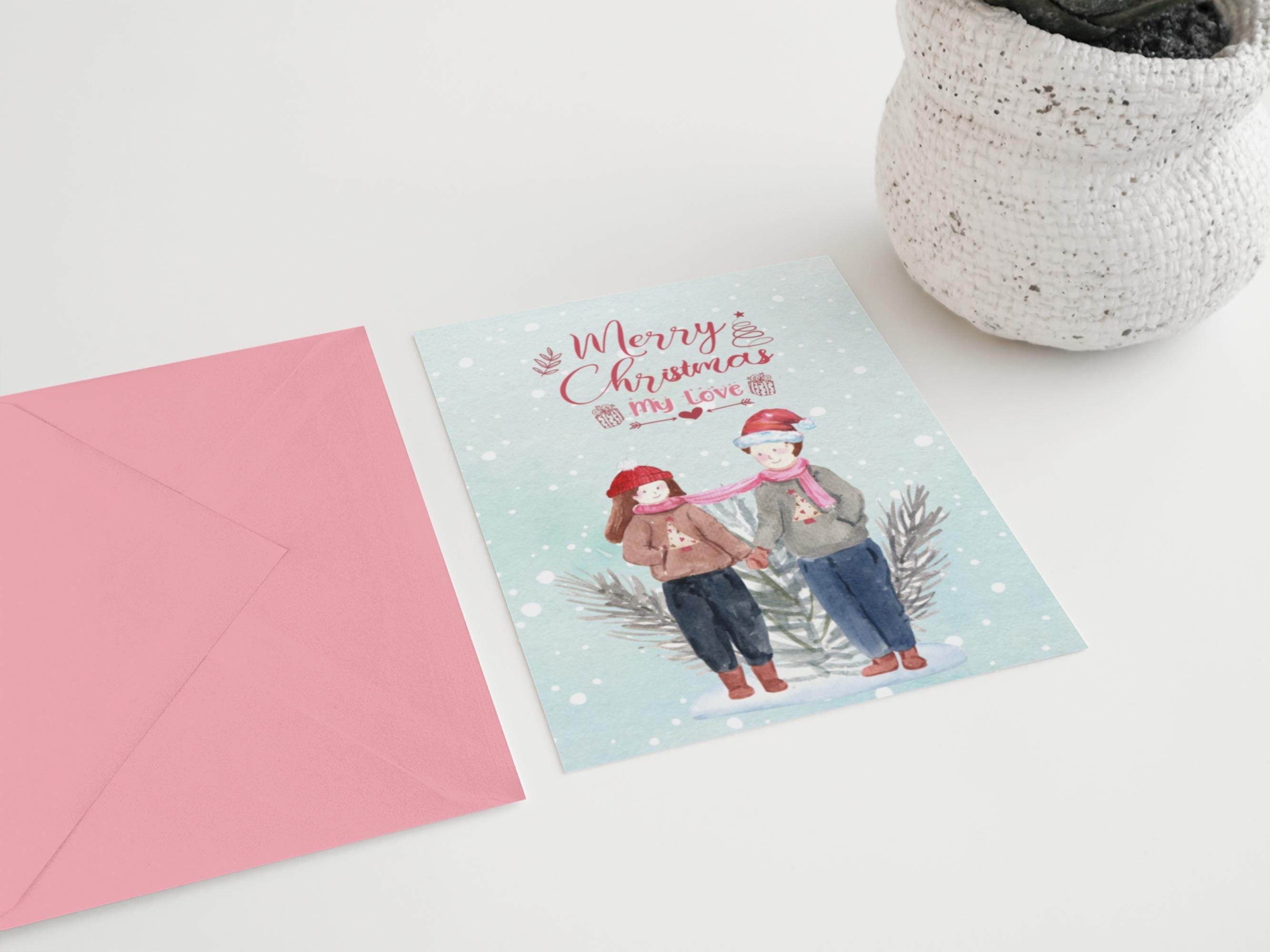 Printable Romantic Christmas Xmas Card for Couples, Girlfriends ...