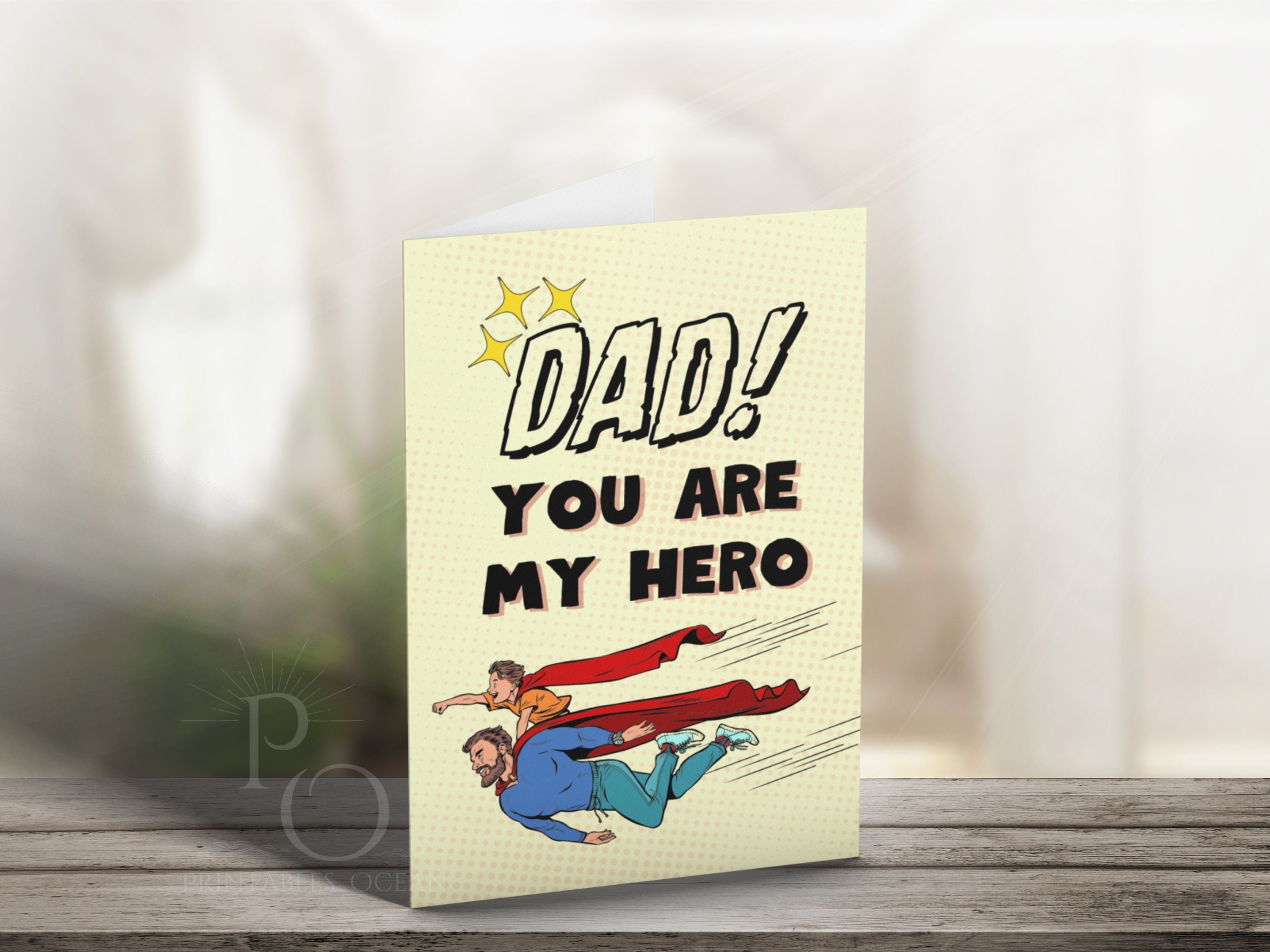 Father's Day Card Printable You Are My Hero Superhero Dad Card, Dad ...