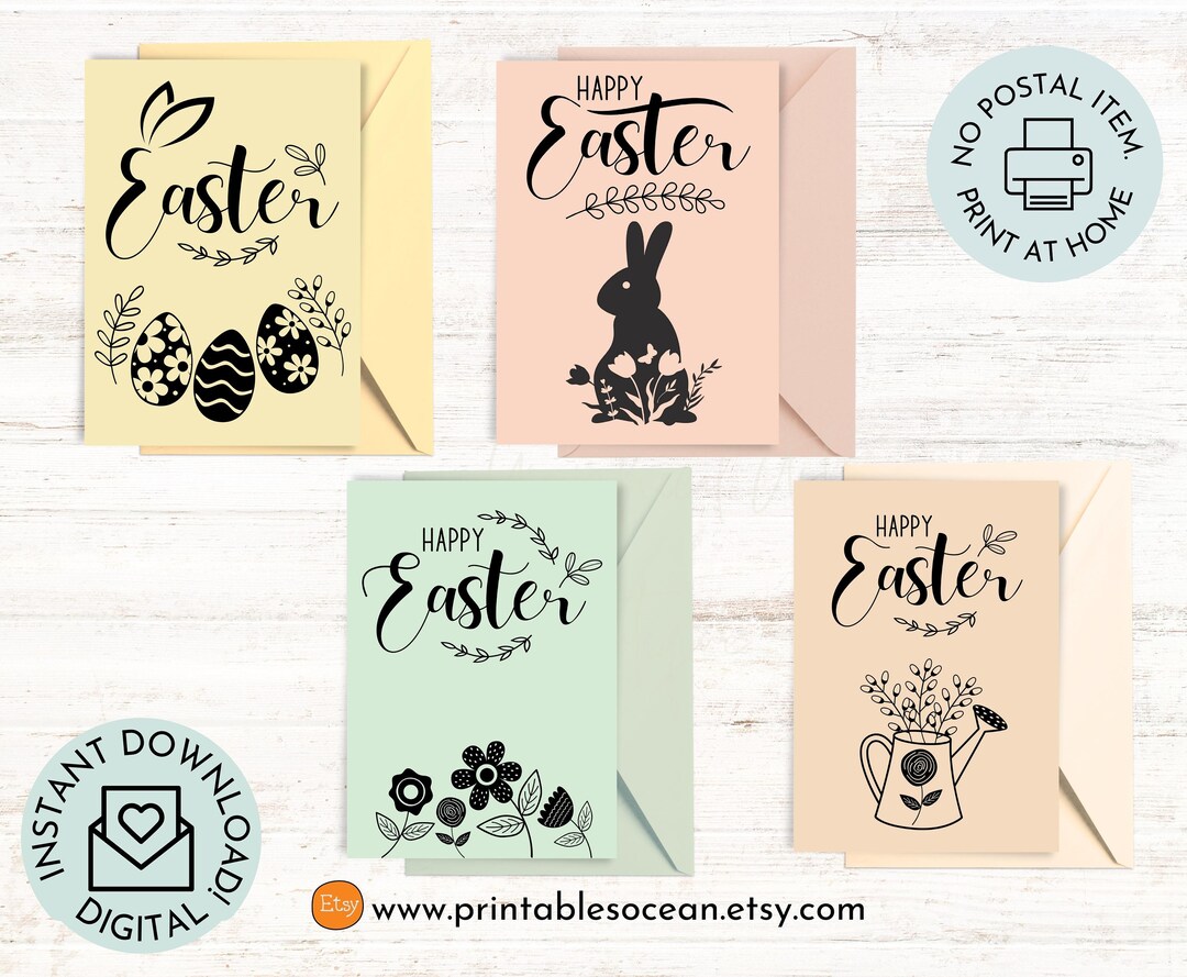 Easter Card Packs Bundle Set Kit Printable Handmade 5x7 Inches Instant ...