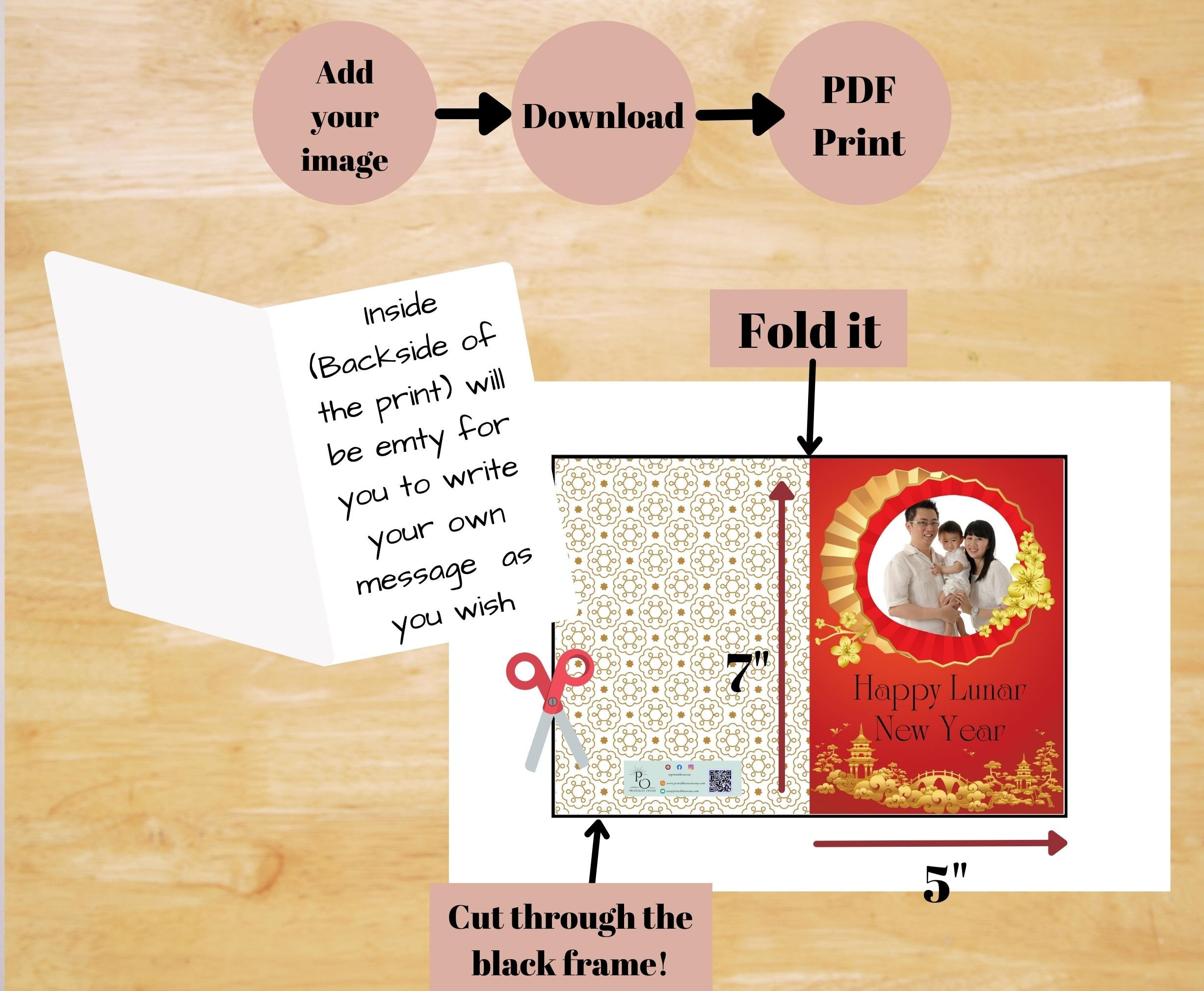 Chinese New Year Handmade Card Printable Personalized, Chinese New Year ...
