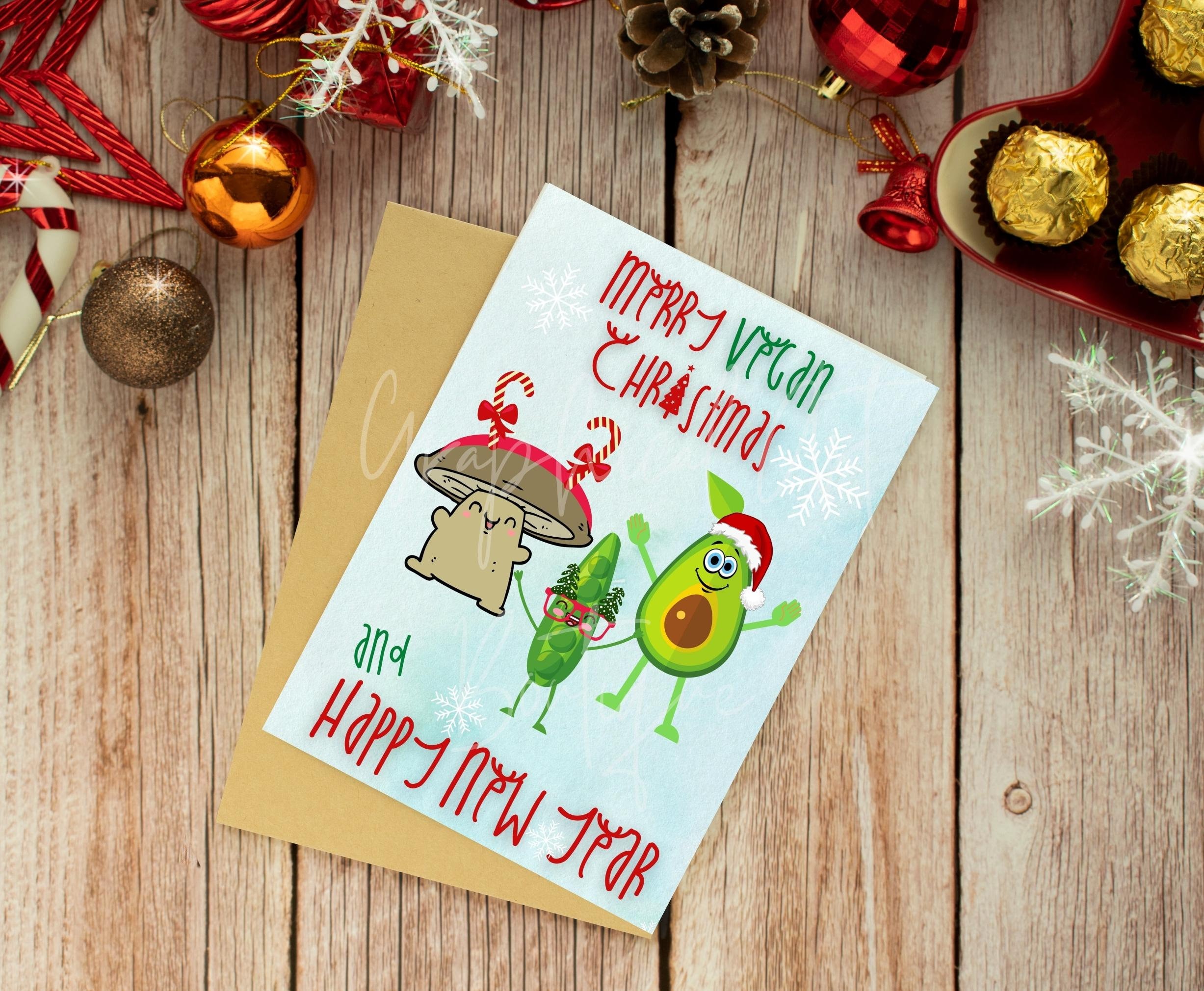 Funny Christmas Card for Vegetarians Vegans Printabel, Merry Vegan ...