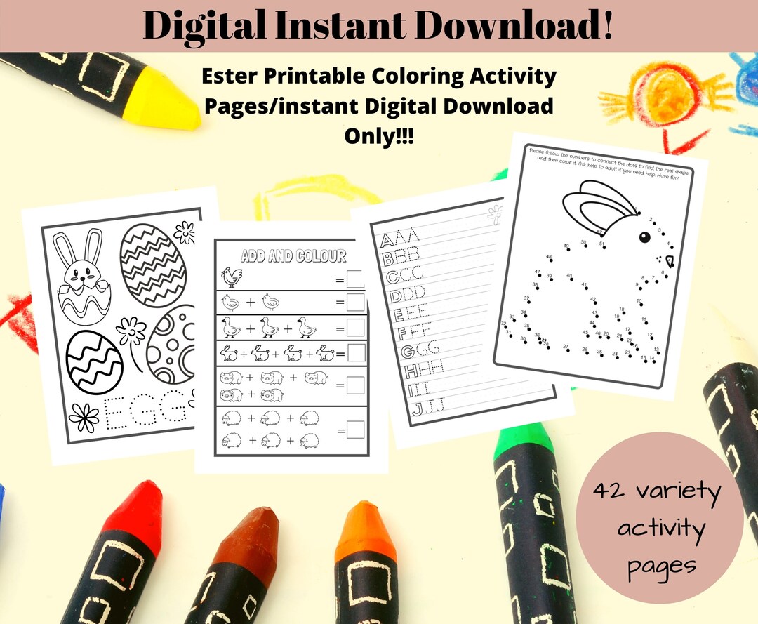 Easter Coloring Activity Pages for Kids Printable on A4 or US Sizes ...