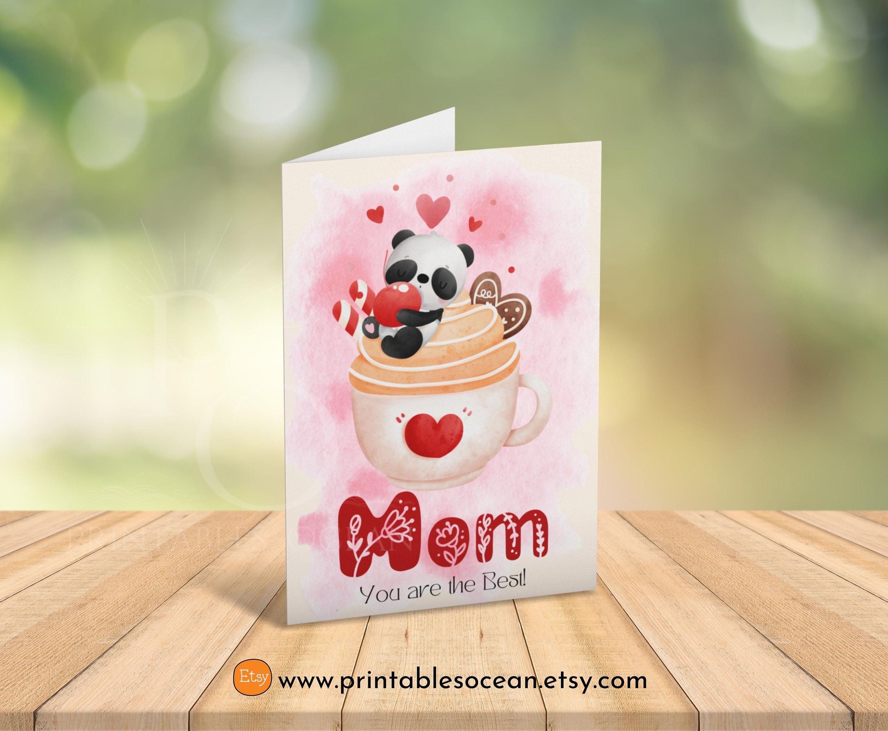 Mother's Day Card Printable, Cute Panda Mom Card for Mother's Day ...