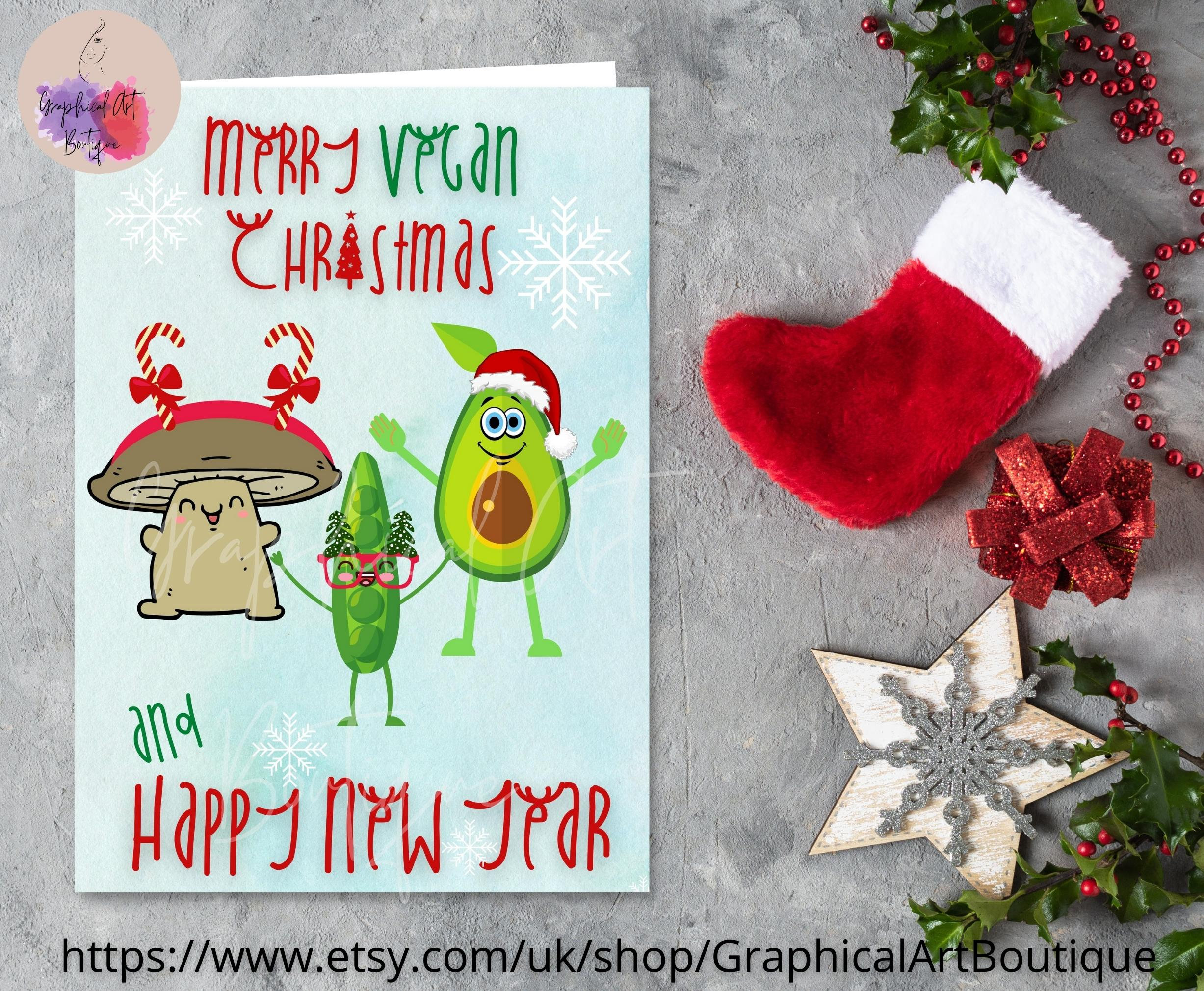 Funny Christmas Card for Vegetarians Vegans Printabel, Merry Vegan ...