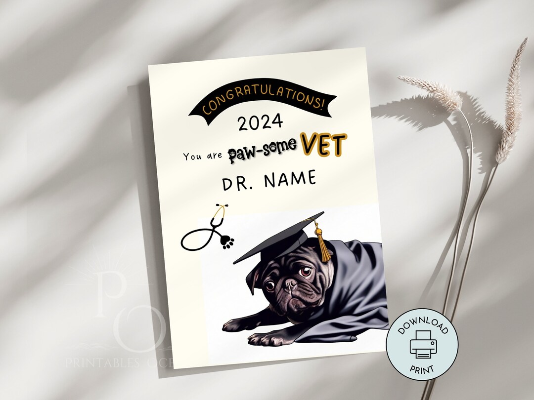 Personalized Veterinarian Graduation Card Printable Custom Vet Grad ...