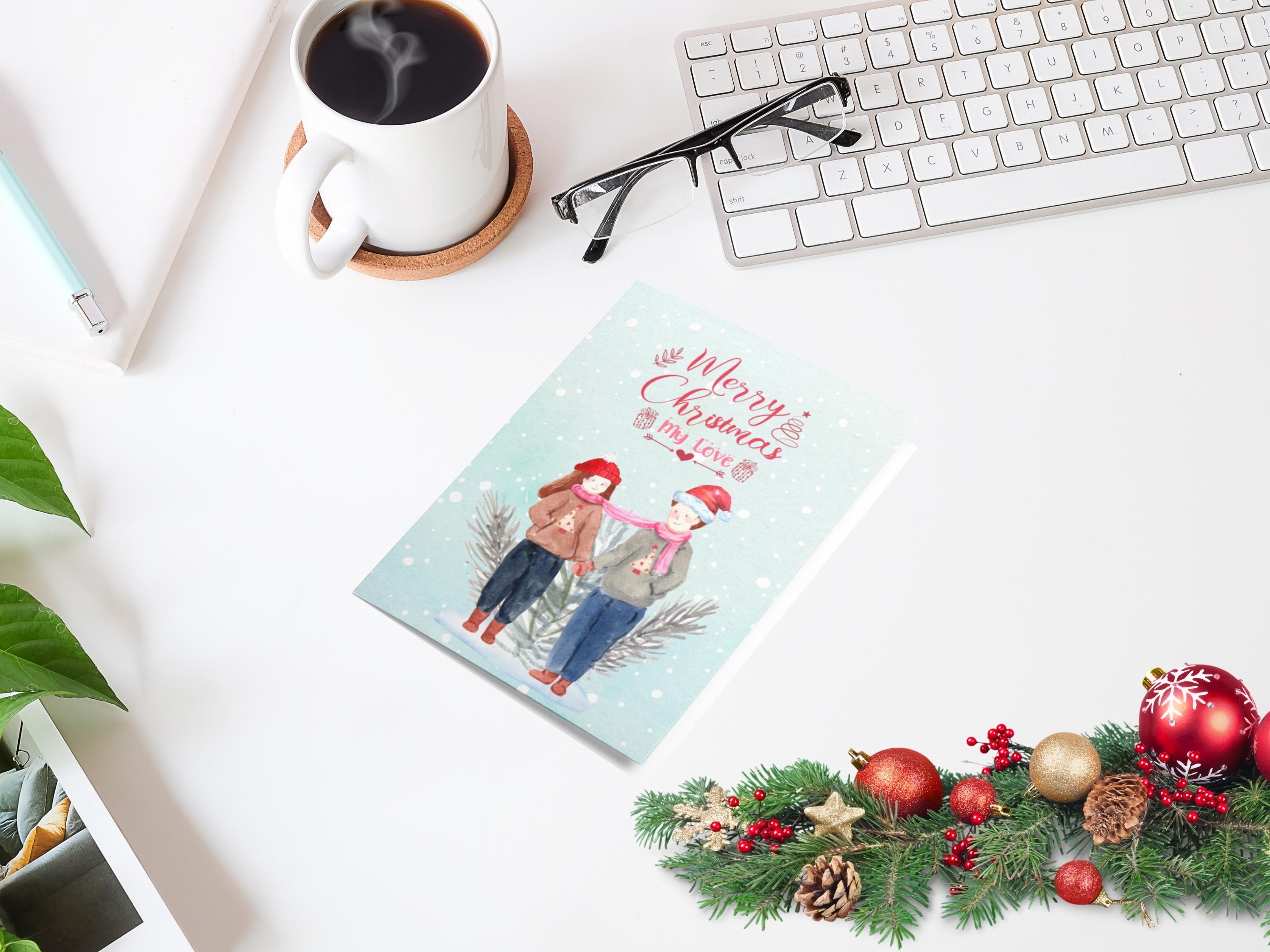 Printable Romantic Christmas Xmas Card for Couples, Girlfriends ...