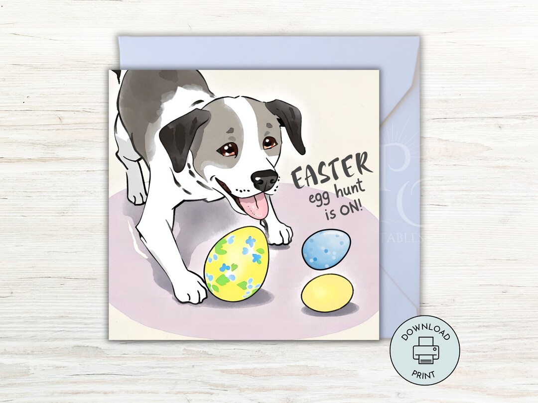Easter Card Funny Dog Printable Instant Download Last Minute 5x5 Inches ...