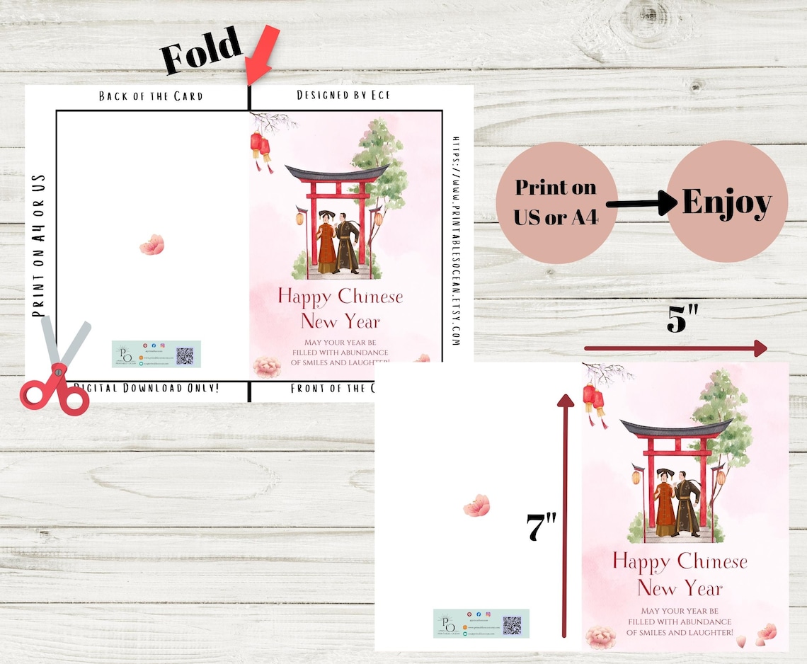 Chinese New Year Card Printable, Lunar New Year Card, Chinese Lunar New ...