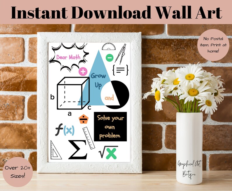 Funny Math Wall Art to Decorate Your Bedroom, Mathematical Quote, Math ...