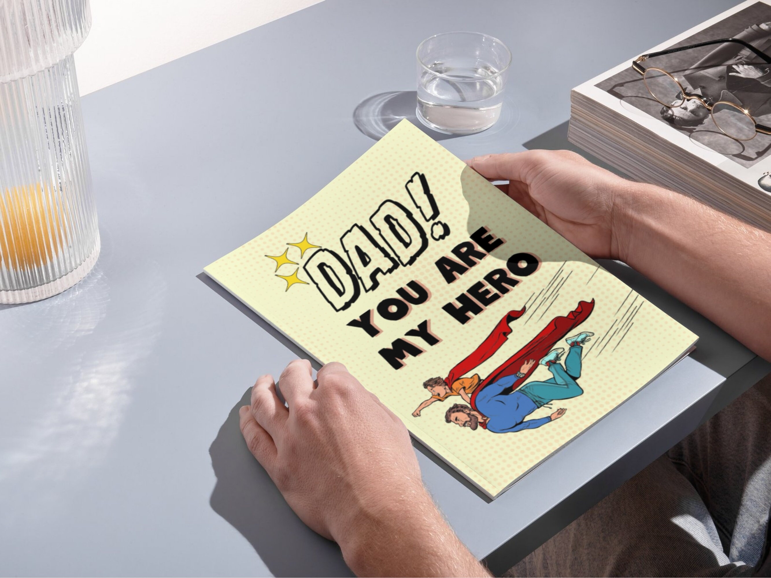 Father's Day Card Printable You Are My Hero Superhero Dad Card, Dad ...