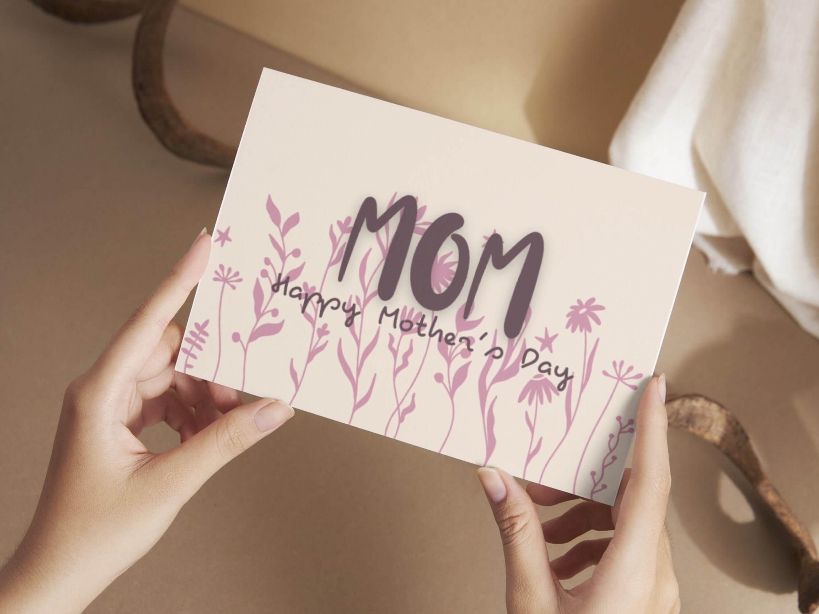 Printable Mothers Day Card Floral Minimalist Modern Instant Download ...
