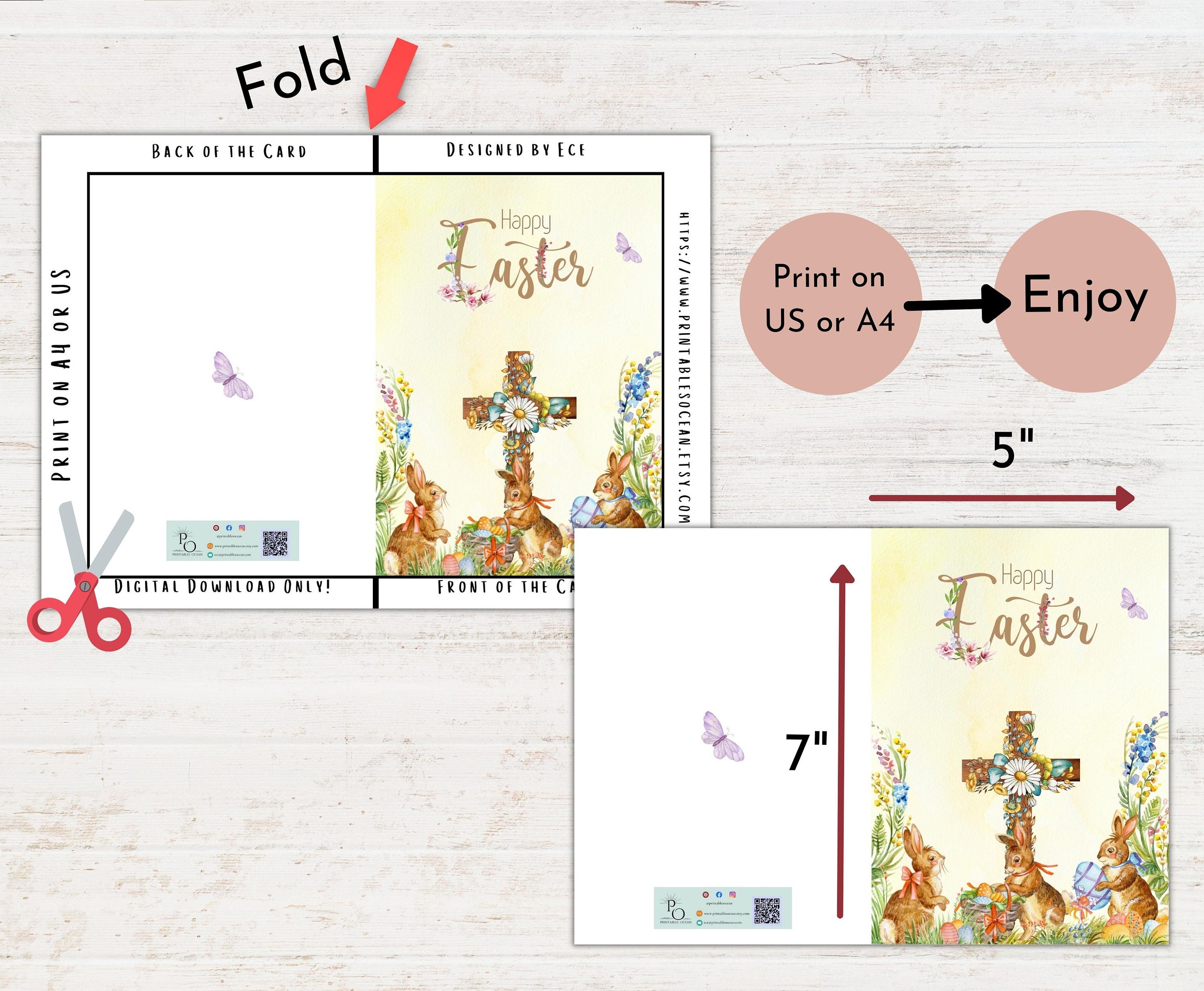 Easter Card Religious Catholic Christian Cross Printable Digital Card ...