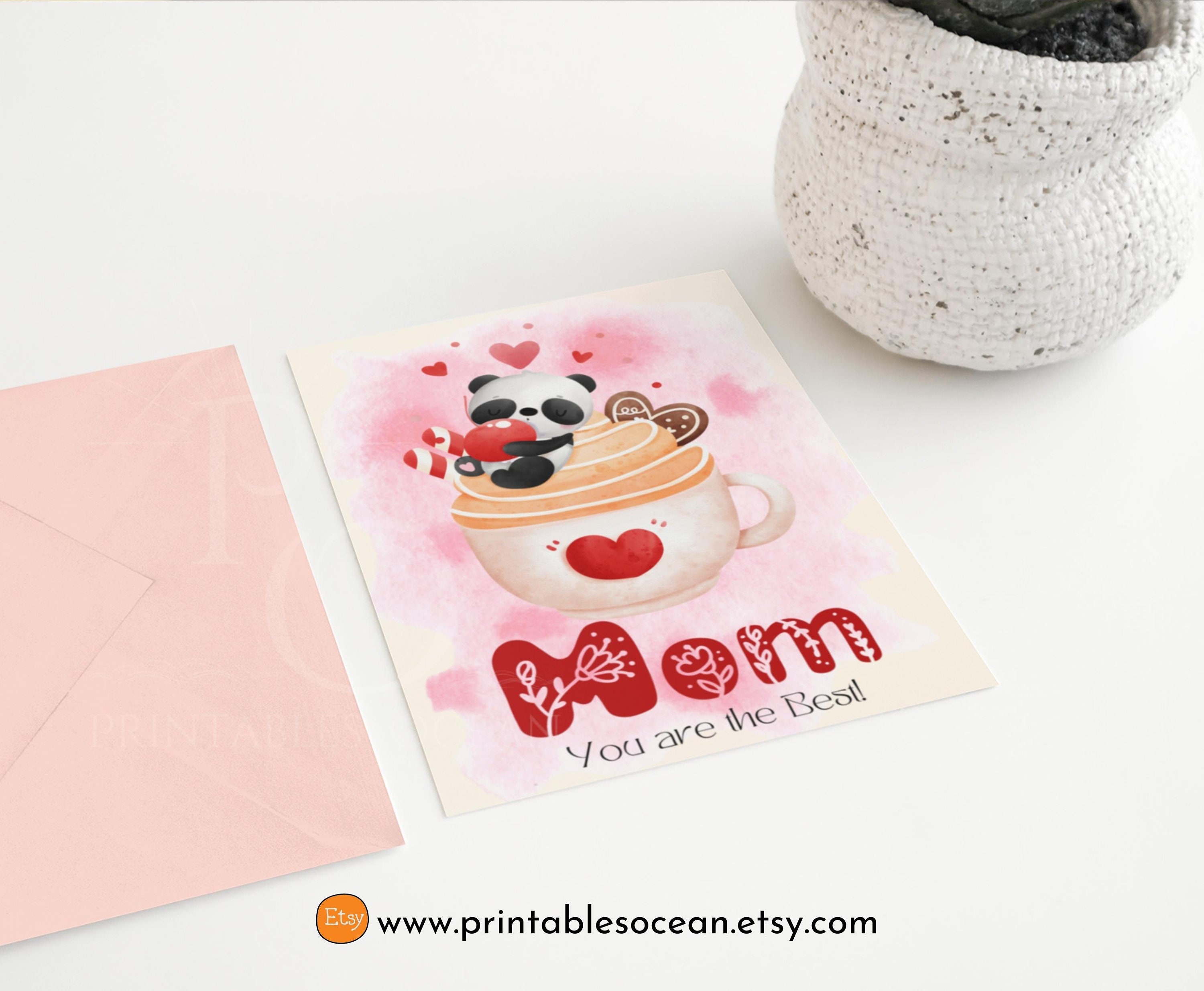 Mother's Day Card Printable, Cute Panda Mom Card for Mother's Day ...