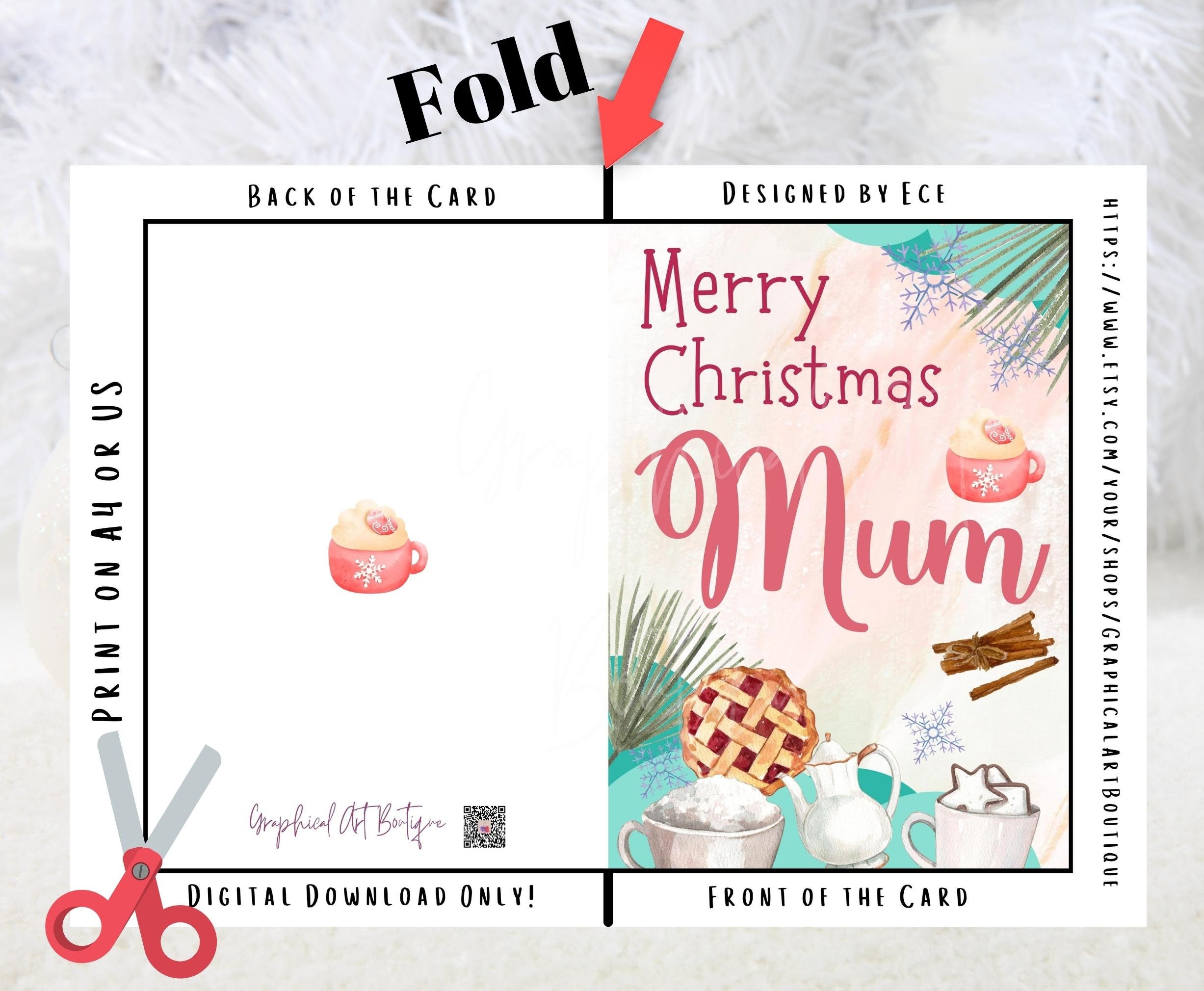Printable Christmas Card for Mum, Merry Christmas Card Mum Print at ...