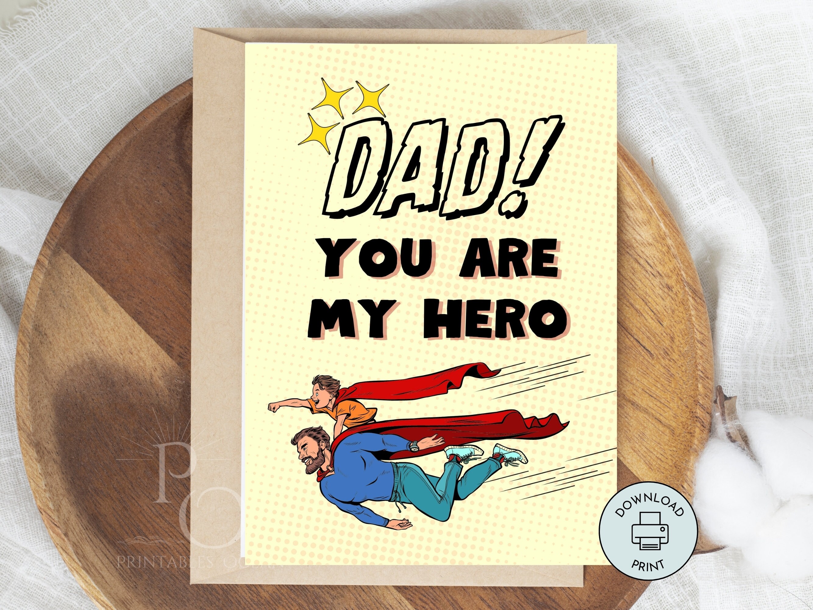 Father's Day Card Printable You Are My Hero Superhero Dad Card, Dad ...