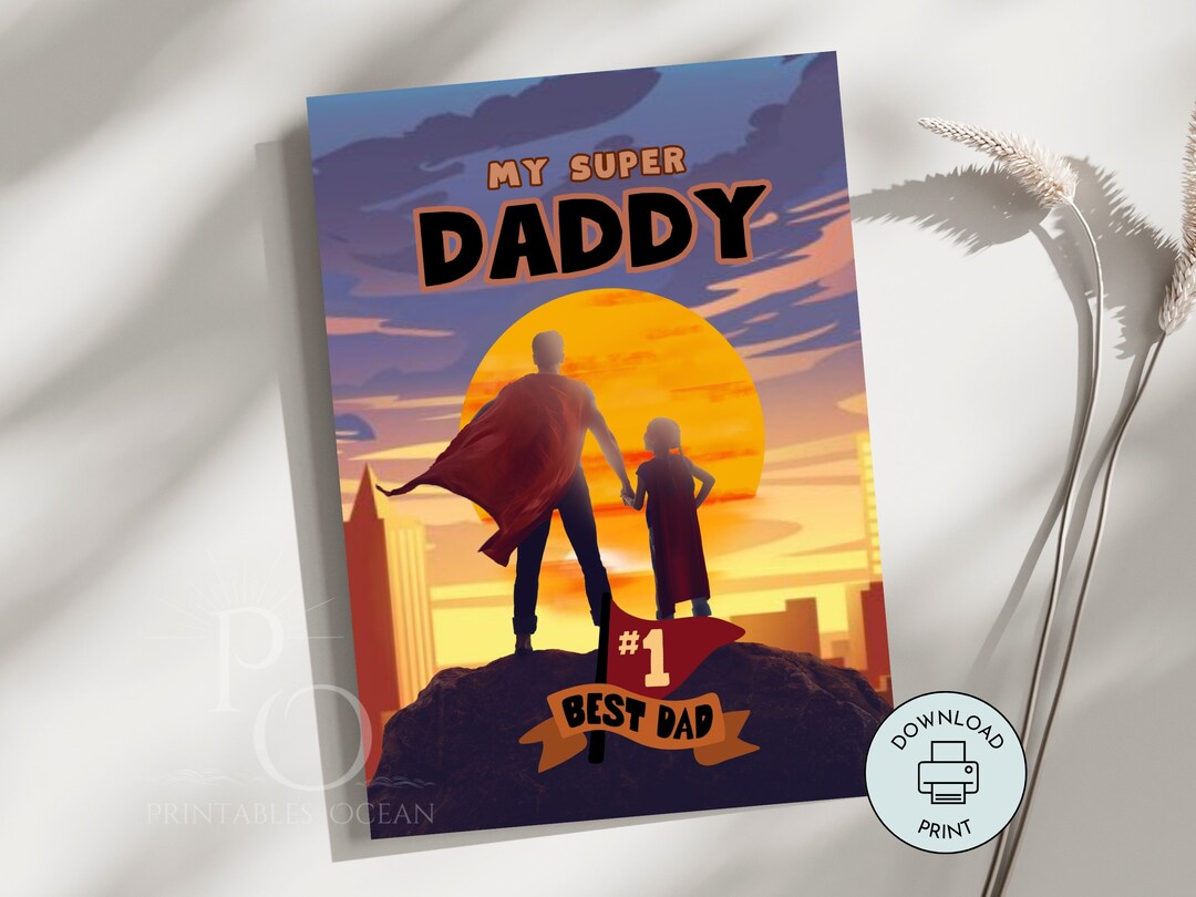 Superhero Father's Day Card, Dad Birthday Card Printable From Daughter ...
