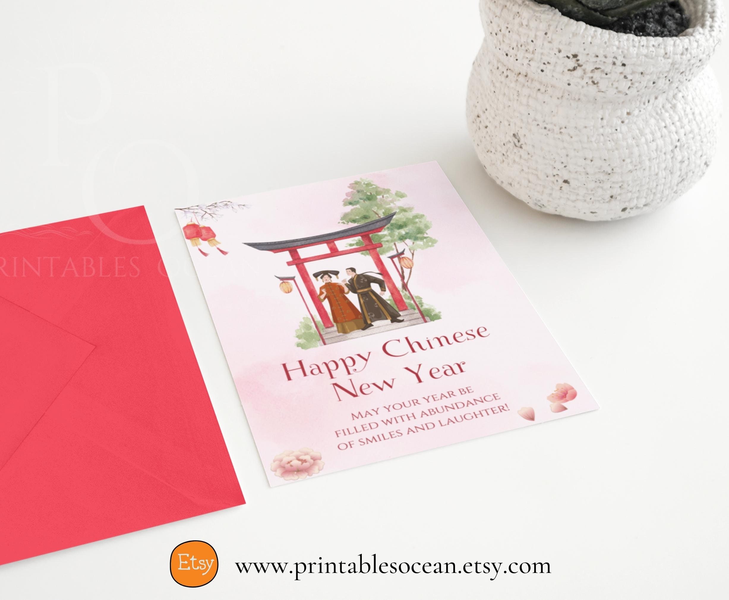 Chinese New Year Card Printable, Lunar New Year Card, Chinese Lunar New ...
