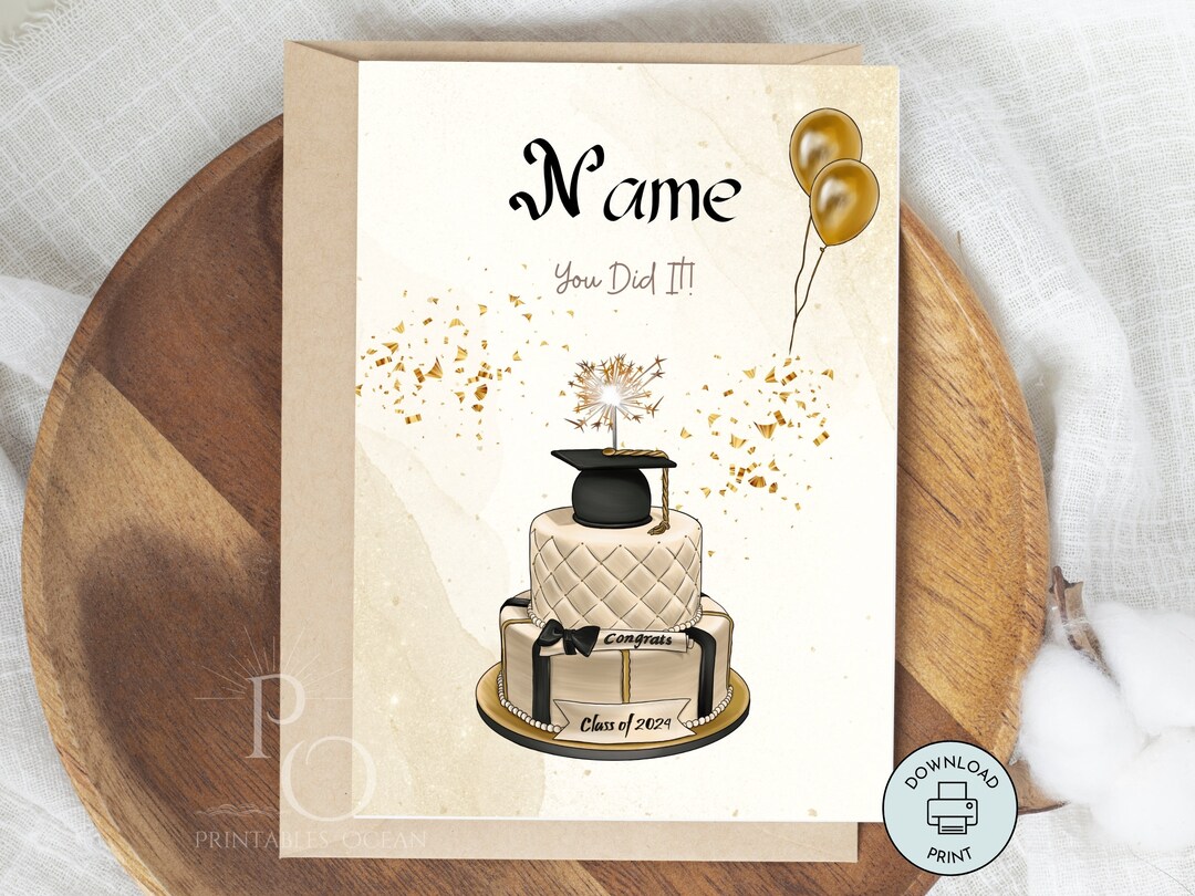 Personalized Graduation Card for Her Him Printable Custom Name Daughter ...