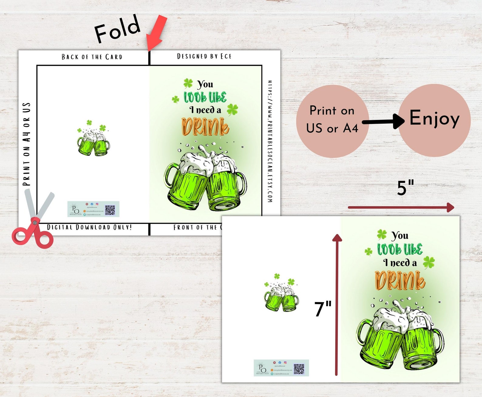 St Patrick's Day Card Printable, Irish St Paddys Patty Day Card, Irish ...