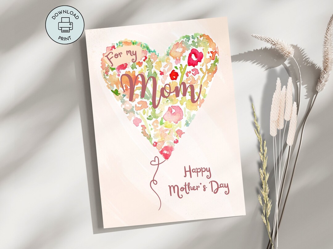 Mothers Day Card for Mom Printable Instant Download Last Minute Card ...