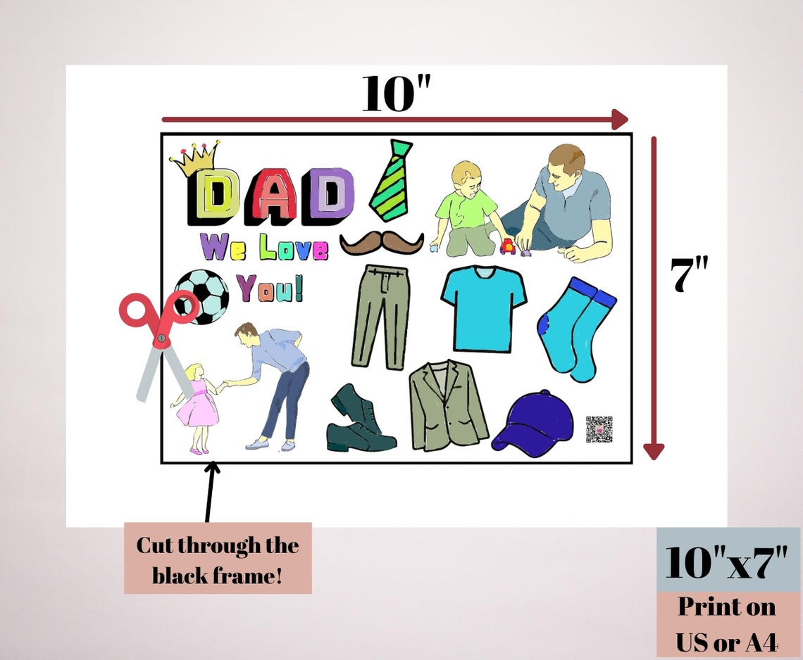 Printable Digital Coloring Daddy Card for Fathers Day, Birthday From ...