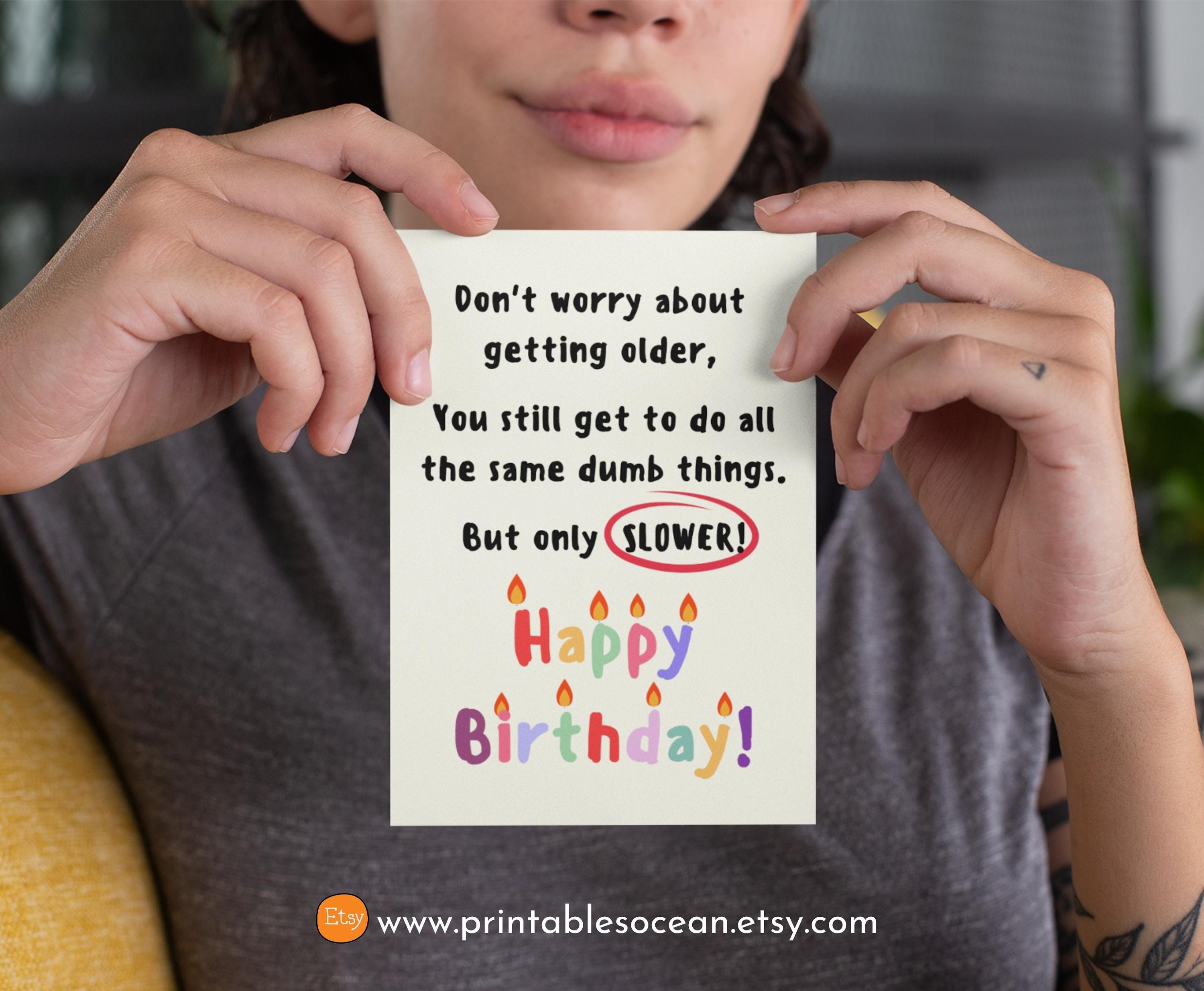 Funny Birthday Card Printable Handmade, Humorous Birthday Card Print ...