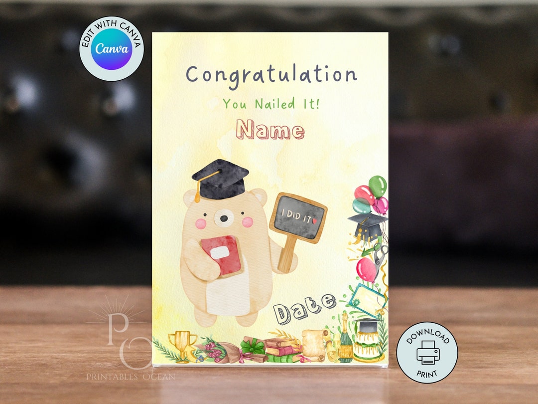 Personalized Kindergarten Preschool Nursery Graduation Printable Card ...